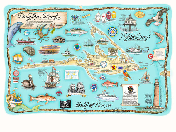 Dauphin Island Map – Custom Map Art by Melissa Smith